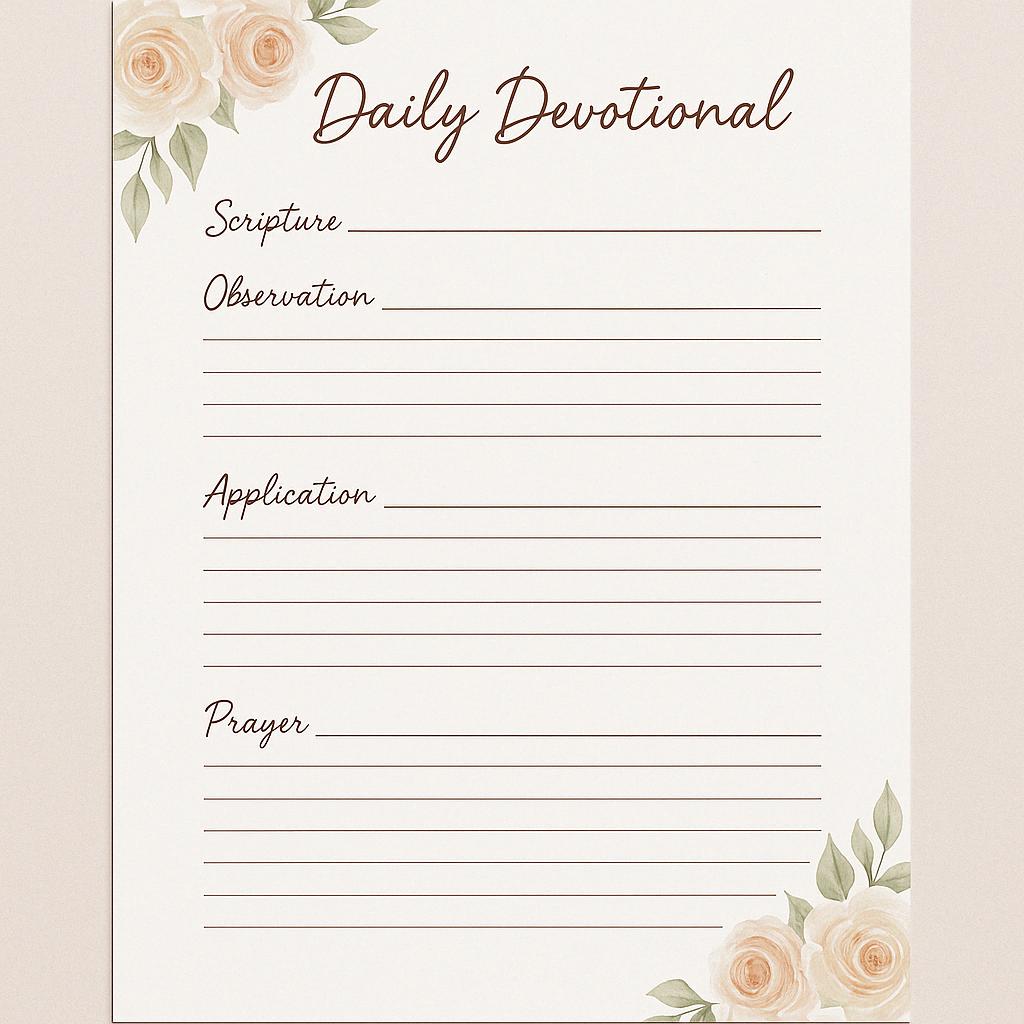 Daily Devotional Printable | Scripture Study Journal Page | Christian ...