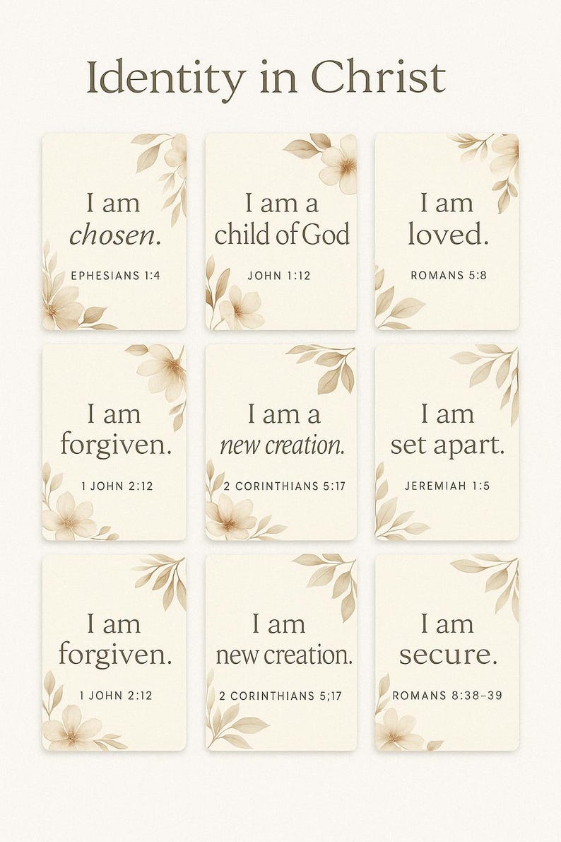 Identity in Christ Christian Affirmation Cards + Phone Wallpapers ...