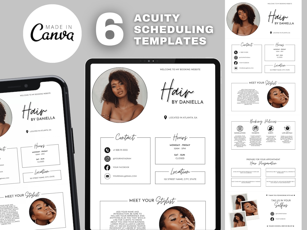 Hair Stylist Acuity Scheduling Template Hair Stylist Branding Hair ...