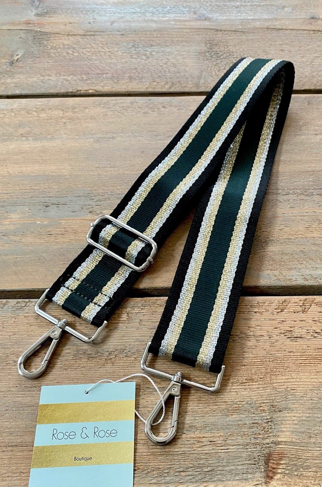 Green Stripe Bag Strap: Adjustable Glittery Crossbody Strap - Etsy