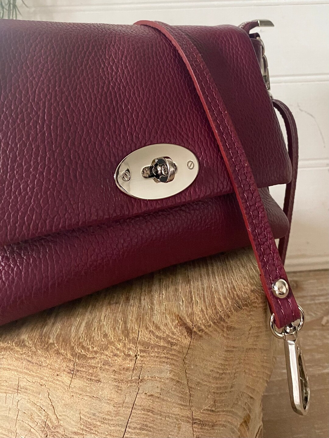 Burgundy Leather Bag, Oxblood Bag, Dark Red Bag, Burgundy Purse, Twist ...