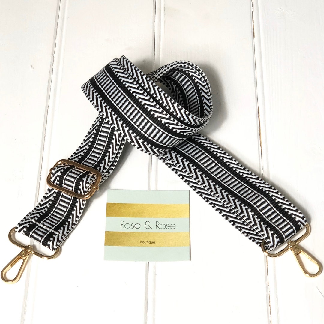 Black and White Bag Strap, Black Bag Strap, Black Geometric Bag Strap ...