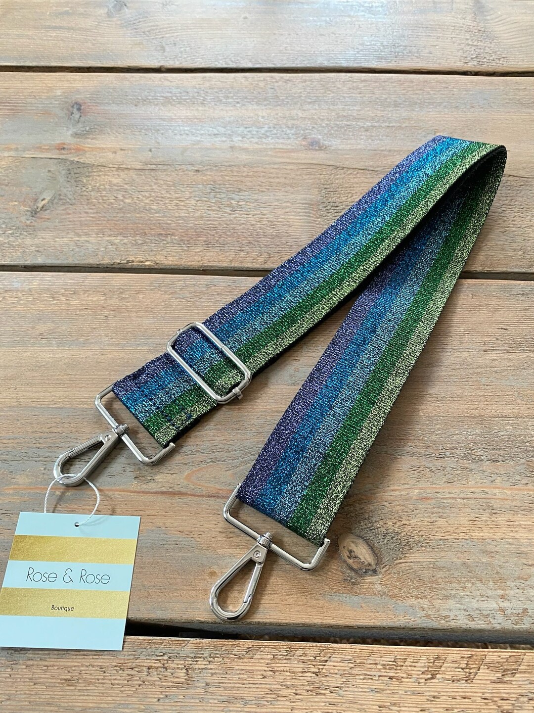 Blue Rainbow Bag Straps, Blue and Green Crossbody Bag Straps, Blue ...