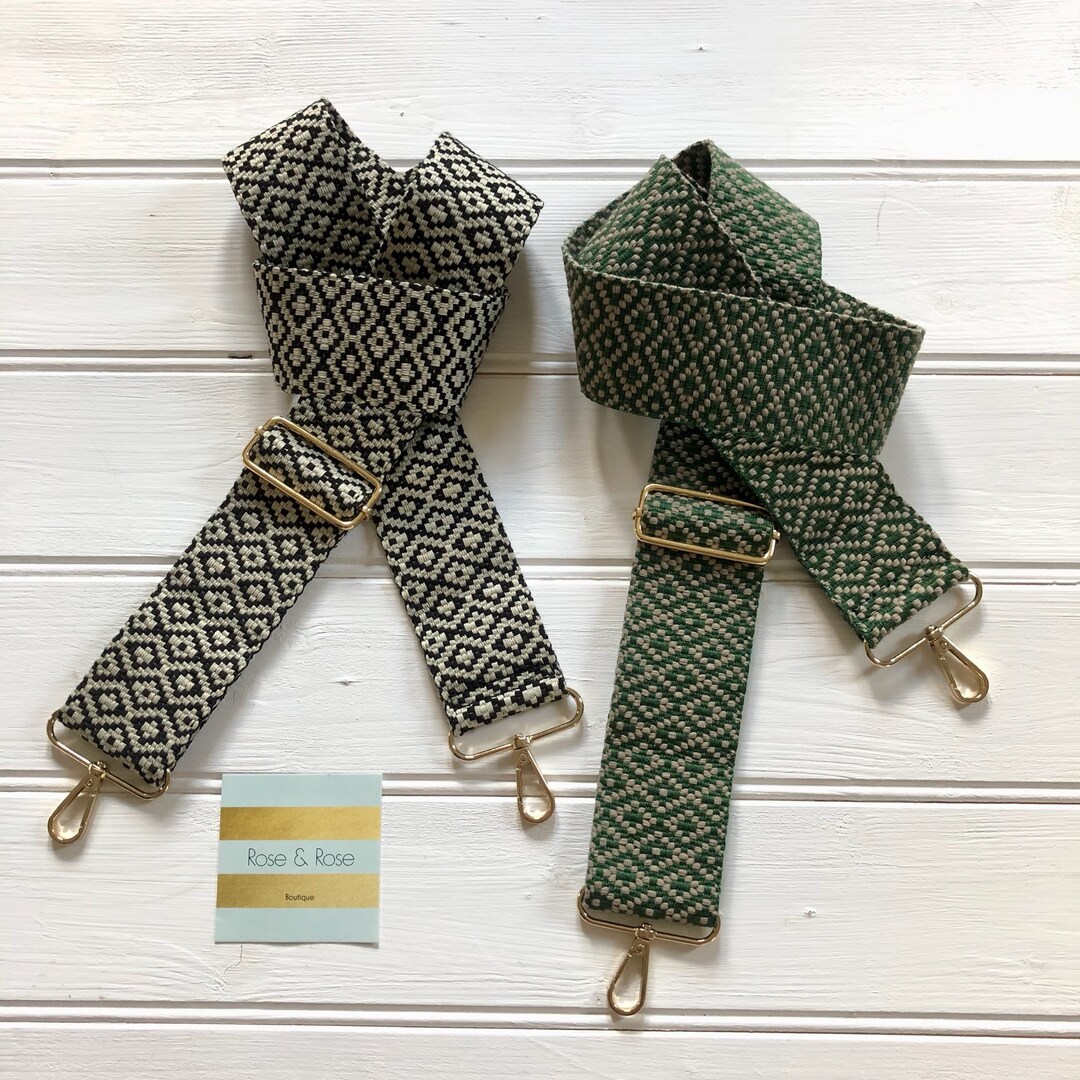 Green Bag Strap, Green Diamond Bag Strap, Black Geometric Strap ...