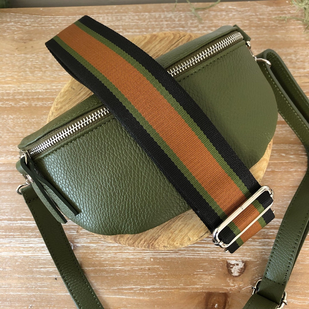 Olive Green Bum Bag, Green Leather Chest Bag, Khaki Fanny Pack, Olive ...