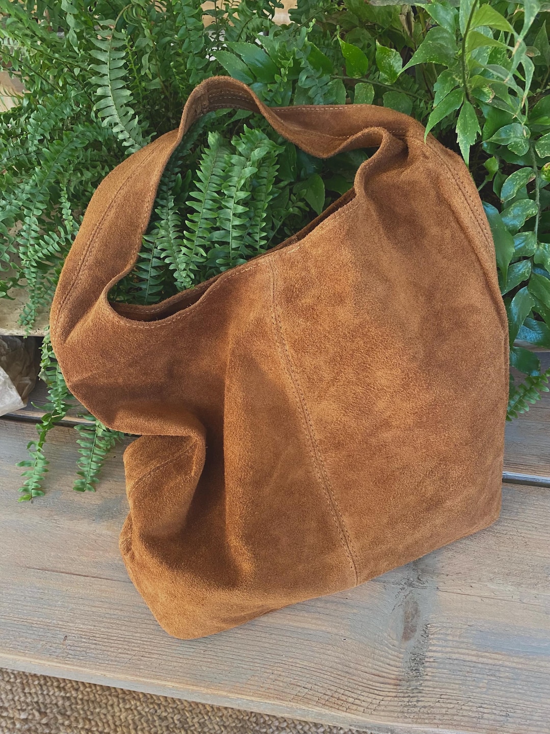Genuine Tan Suede Slouchy Bag, Tan Suede Hobo Bag, Tan Shopper Bag ...