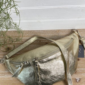 XL Gold Sling Bag, Oversized Silver Chest Bag, XL Bum Bag, Holiday Bum ...