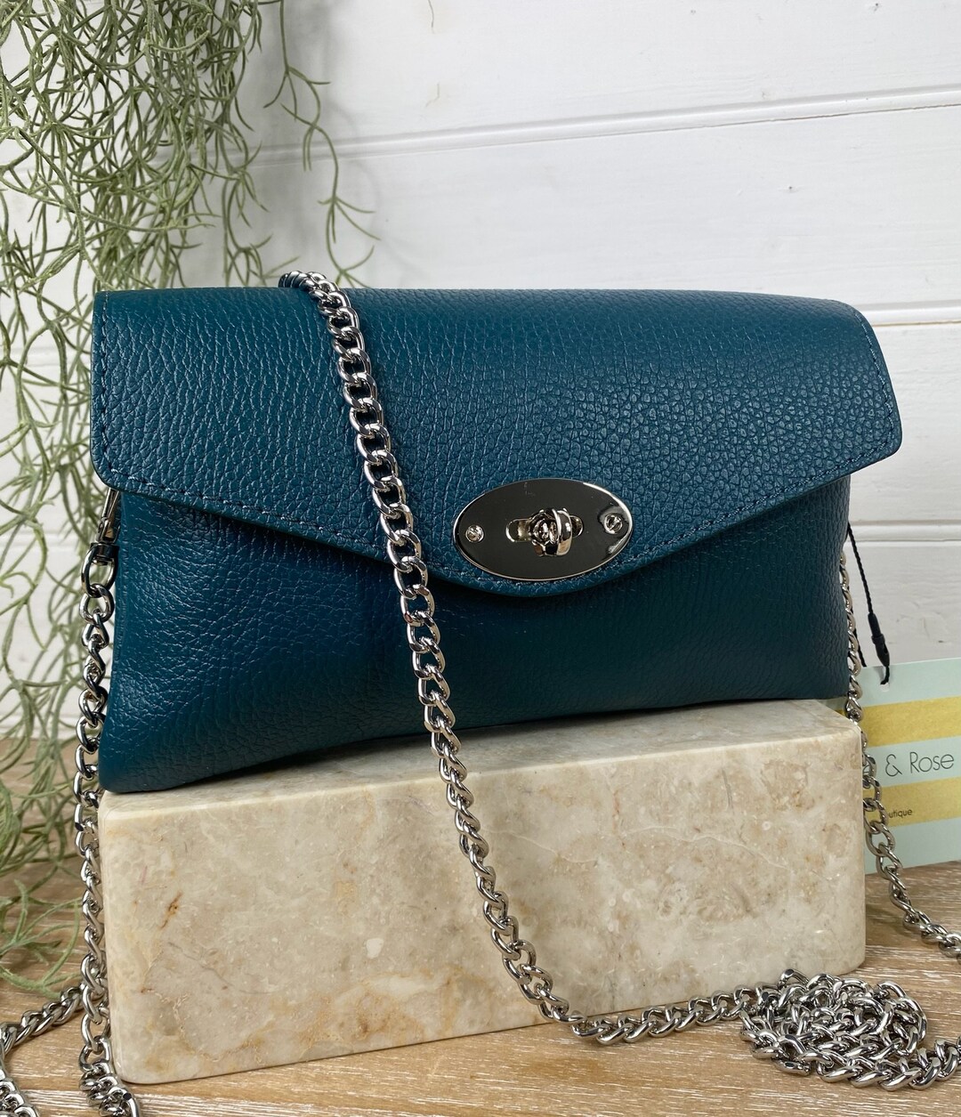 Teal Designer Style Bag, Teal Crossbody, Teal Leather Handbag, Twist ...