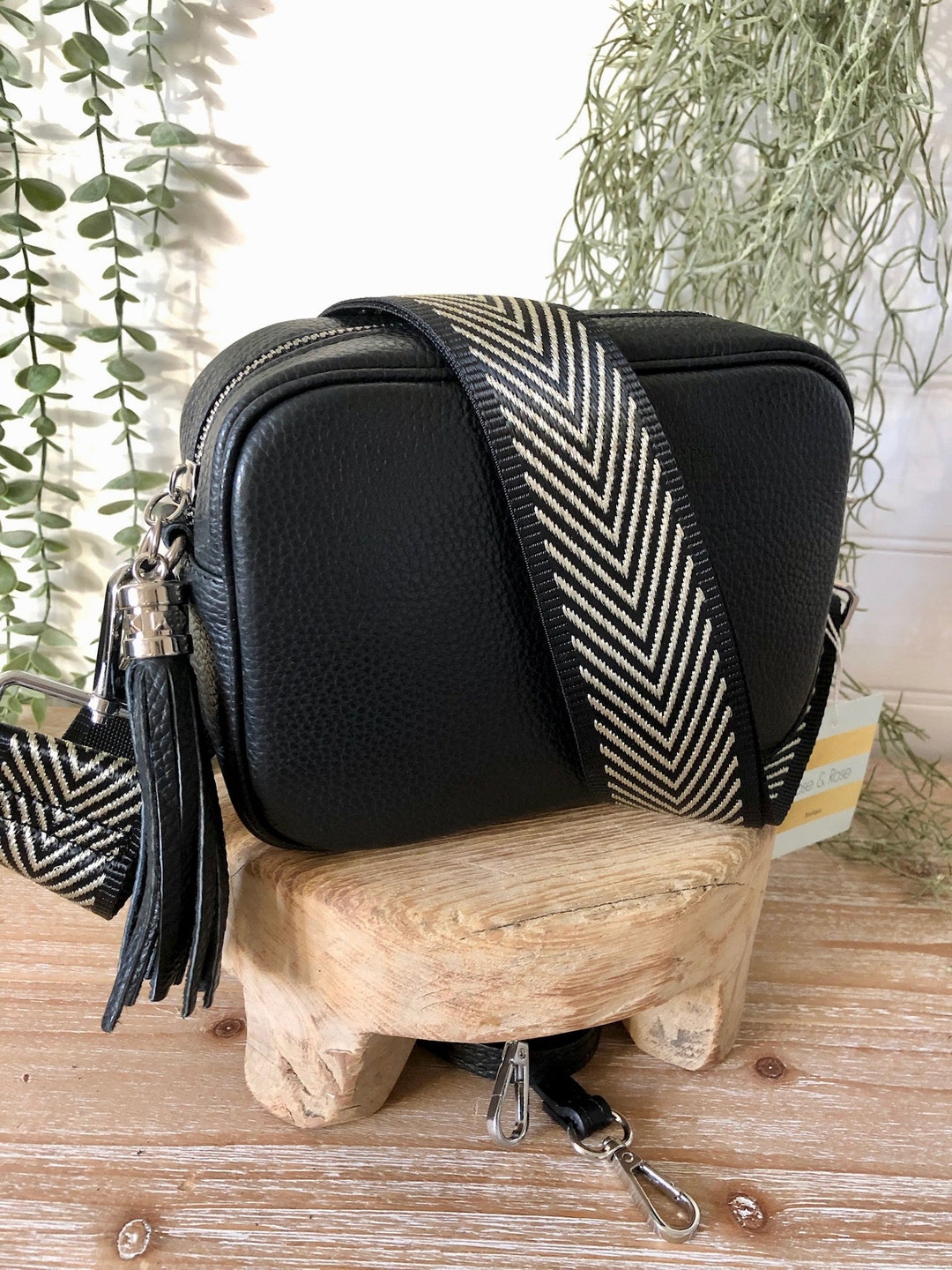 Black Crossbody Bag, Black Leather Cross Body Bag, Black Tassel Bag ...