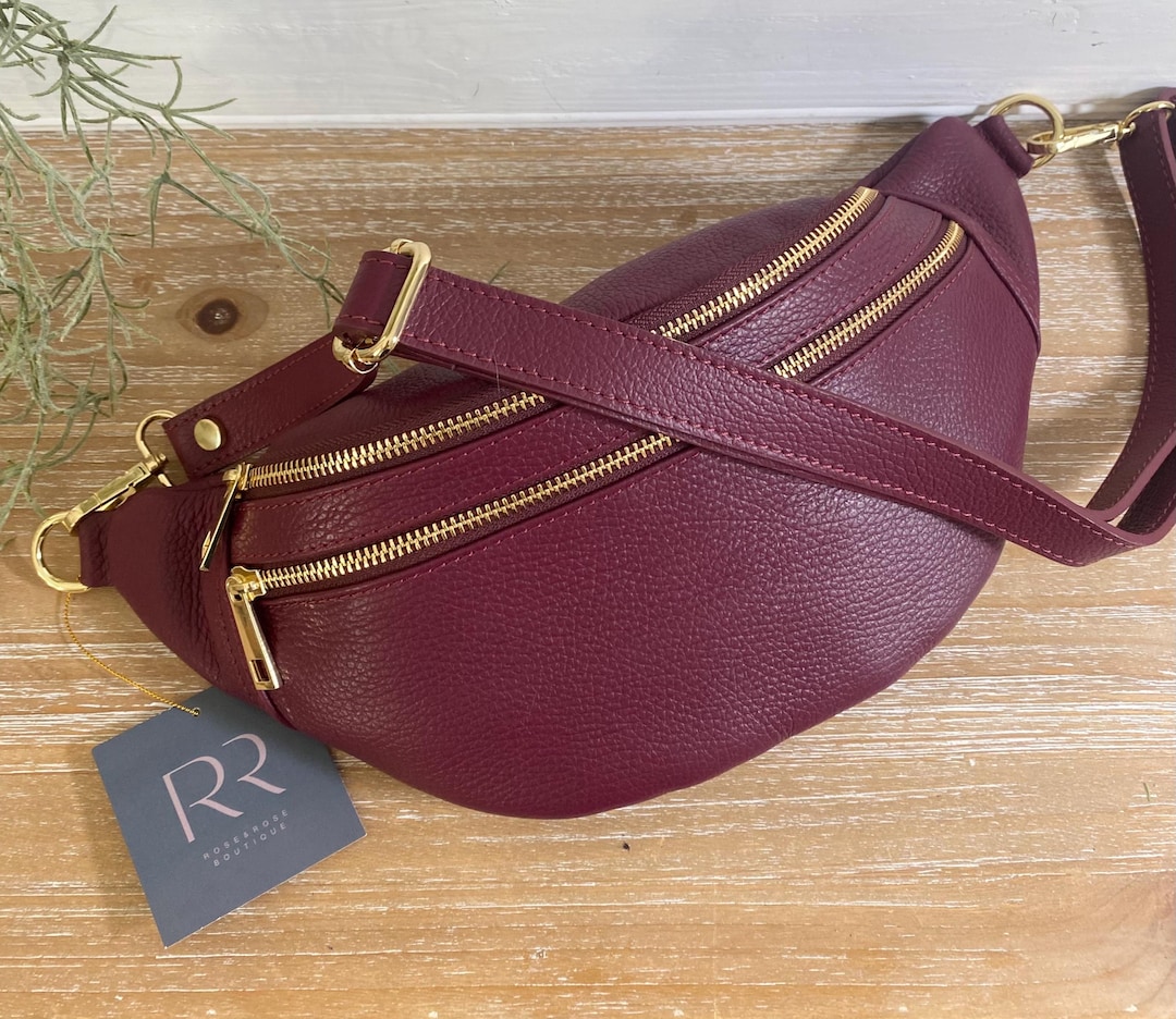 Burgundy Leather Sling Bag, Burgundy Bum Bag, Wine Bum Bag, Maroon ...