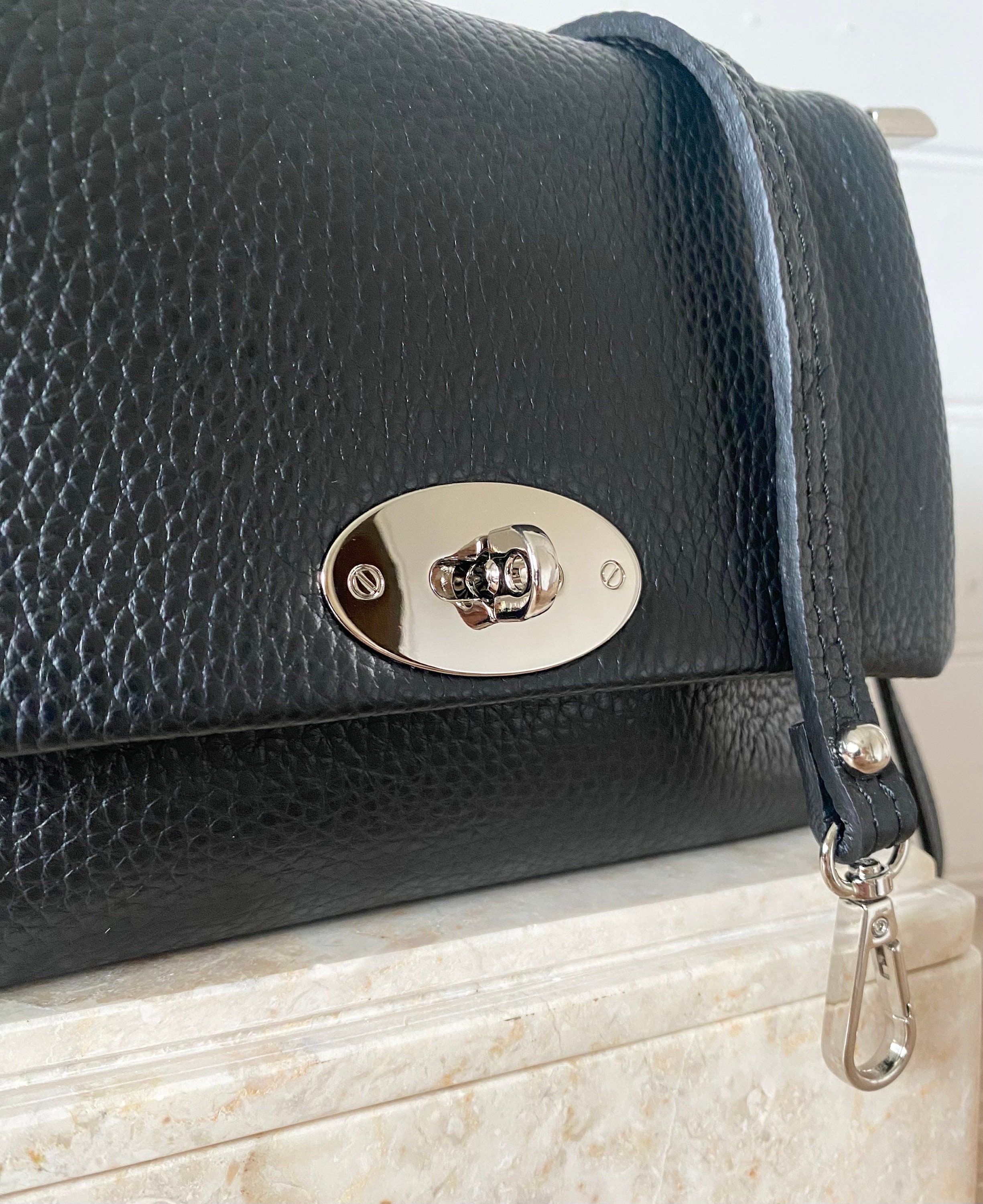 Purple Turn Lock Bag, Purple Leather Handbag, Classic Purple Bag ...