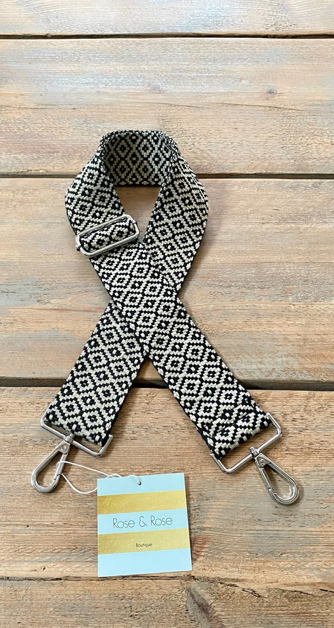 Black Bag Strap, Monochrome Strap, Black Diamond Bag Strap, Black and ...