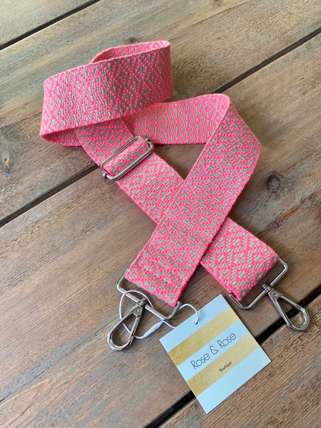 Hot Pink Bag Strap, Neon Pink Strap, Pink Diamond Bag Strap, Bright ...