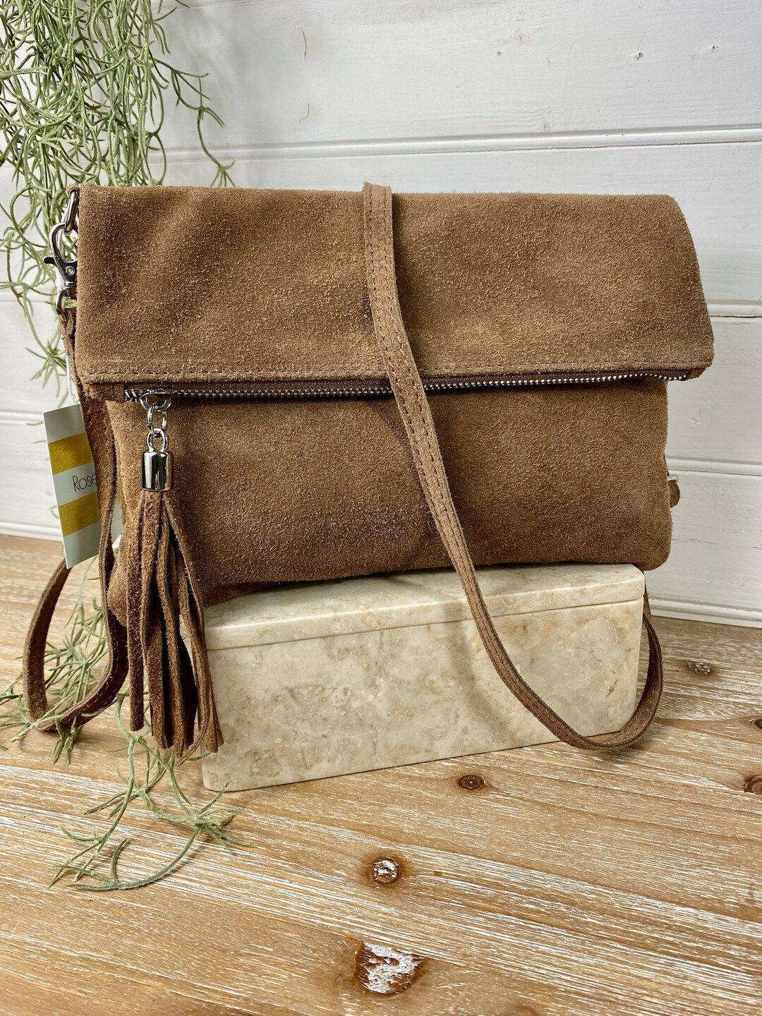 Taupe Suede Bag, Beige Purse, Taupe Tassel Bag, Dark Beige Clutch Bag ...
