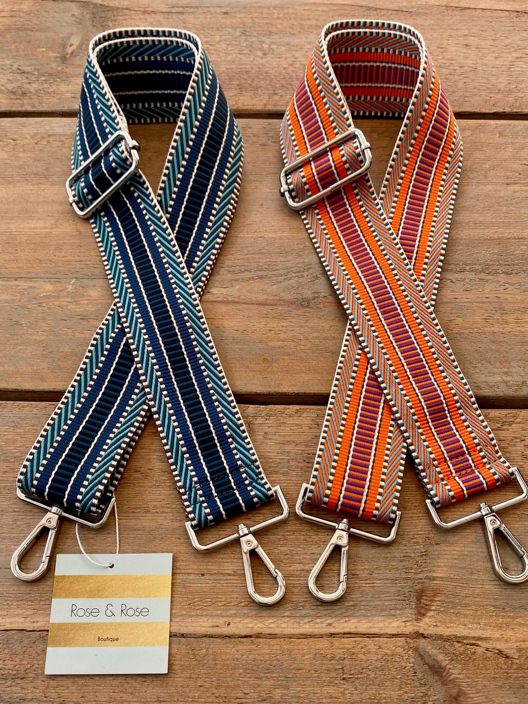 Blue Geo Bag Strap, Orange Geometric Bag Strap, Orange Purse Strap ...