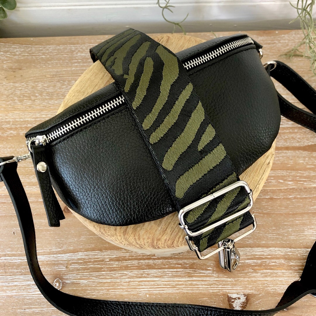 Black Bum Bag, Black Chest Bag, Real Leather Waist Bag, Leather Cross ...