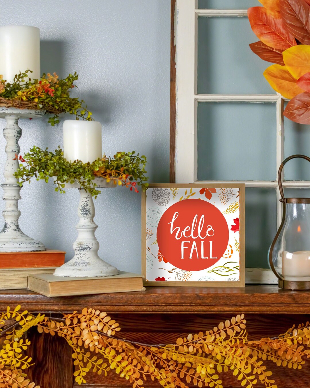 Hello Fall Printable Sign: Autumn Home Decor (digital Download) - Etsy