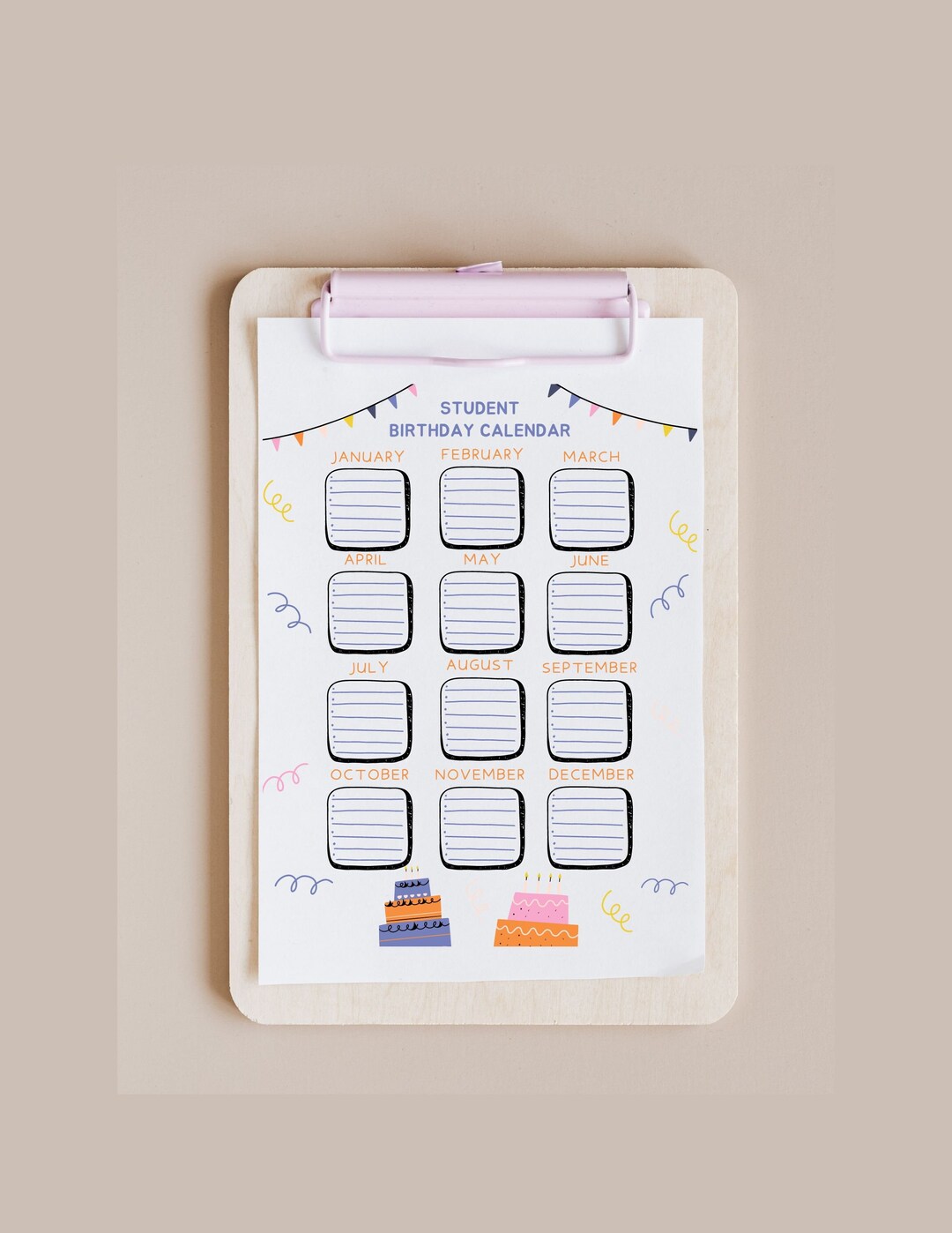 Student Birthday Calendar: Printable Teacher Classroom Decor (PDF) - Etsy