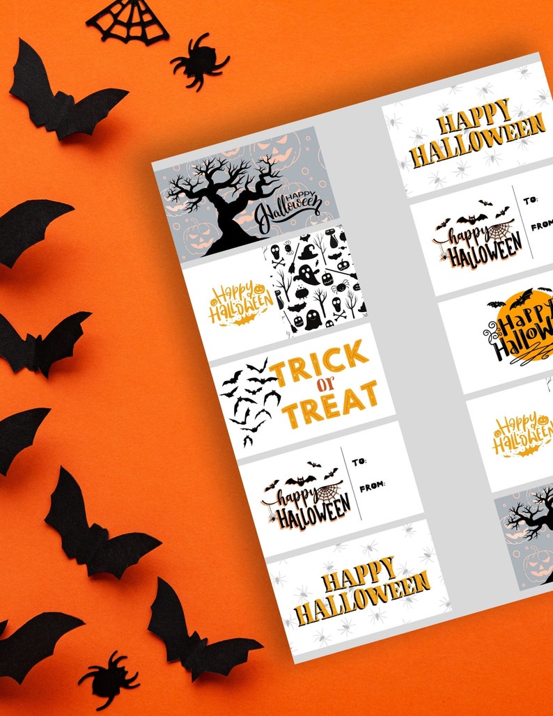 Printable Halloween Gift Tags, Treat Bag Decoration (PDF) - Etsy