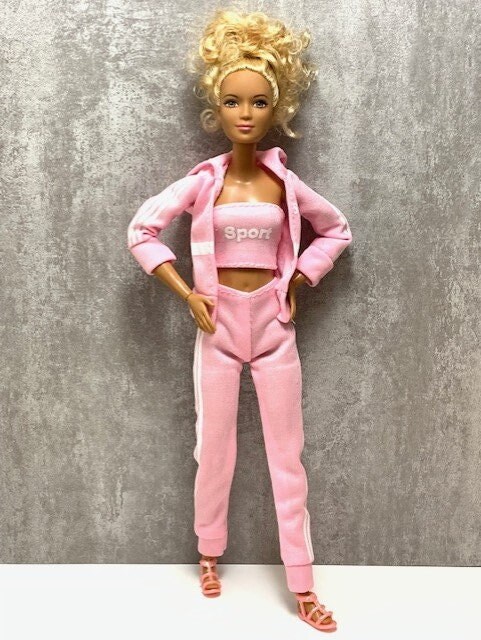 Barbie New Clothes Set Jogging Pants Mock Top Hoodie & Sandals - Etsy ...