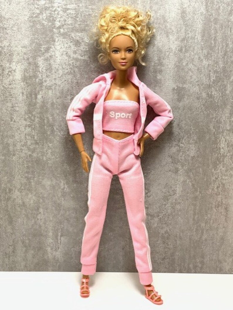Barbie New Clothes Set Jogging Pants Mock Top Hoodie & Sandals - Etsy ...