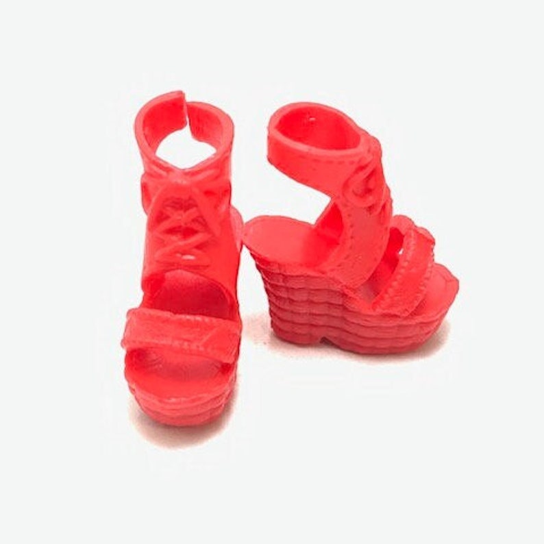 Barbie Red High Platform Wedge Shoes Heels Scale 1:6 - Etsy