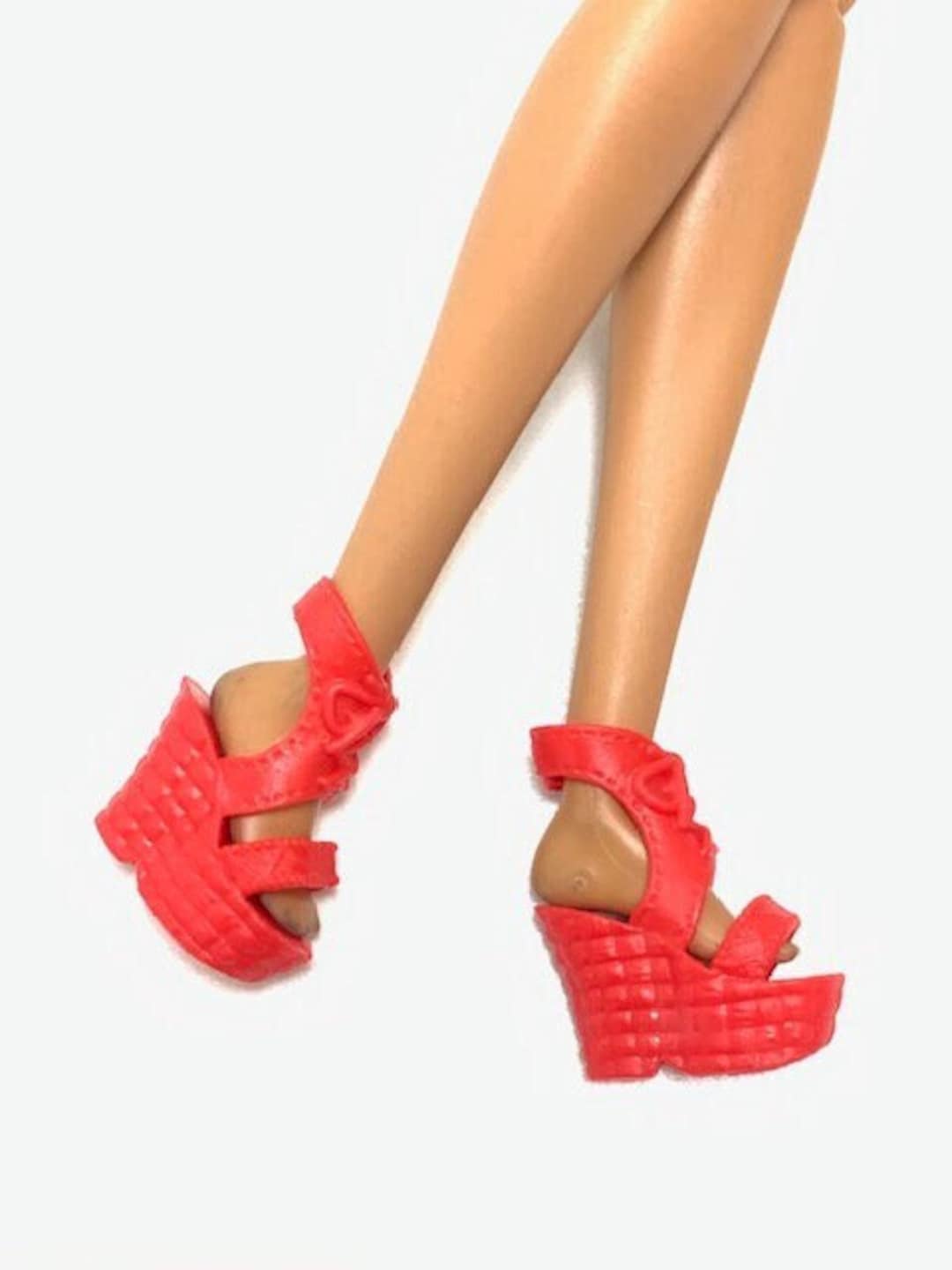 Barbie Red High Platform Wedge Shoes Heels Scale 1:6 - Etsy