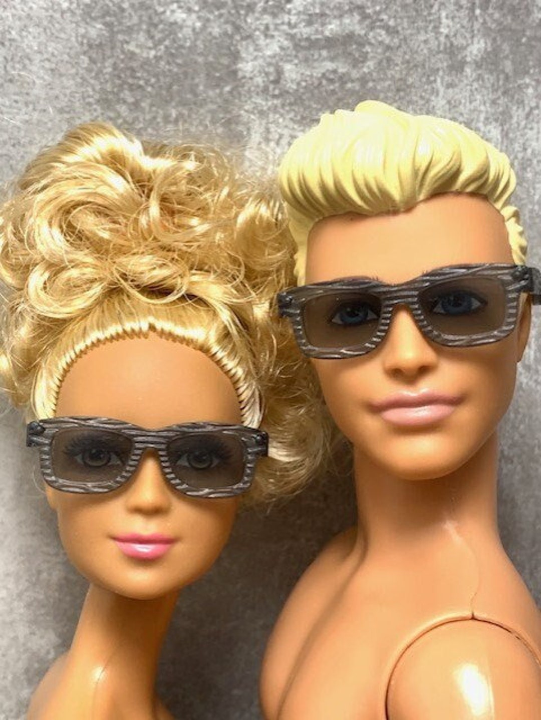 Barbie or Ken Doll Sunglasses Light Charcoal Black Engraved Frame ...