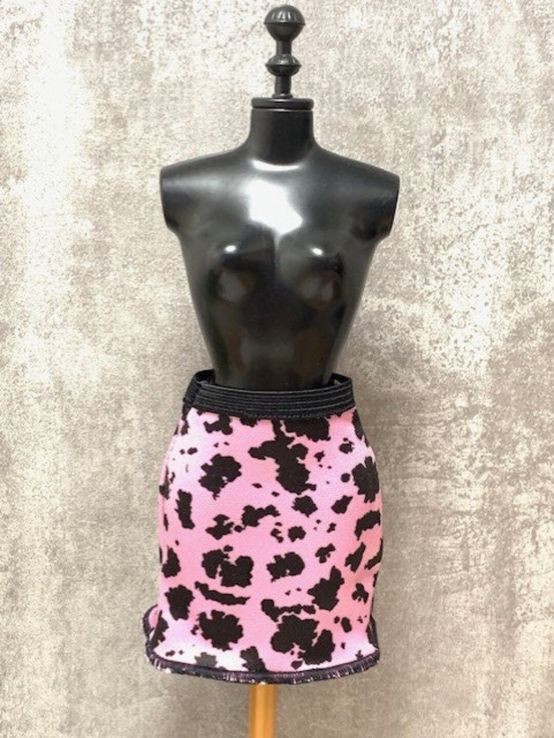 Barbie Cow Print Skirt Black and Pink Scale 1:6 - Etsy