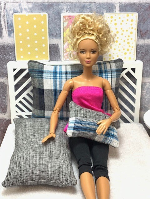 Barbie or Ken Size 1:6 Scale Blue Plaid and Gray Linen Design - Etsy Canada