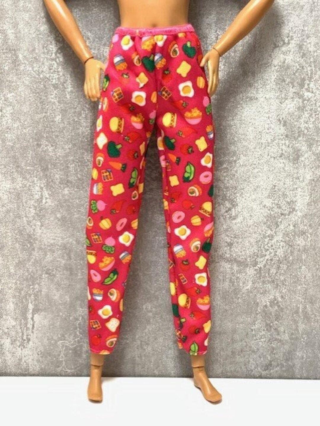 Barbie Pants Pink With Graphic Foods Foodie Pants Baker or Jammy Pants ...