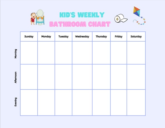 Kids Weekly Bathroom Chart Potty Training Chart Potty - Etsy