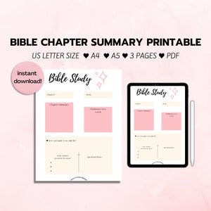 Daily Bible Study Chapter Summary Bible Worksheet - Etsy