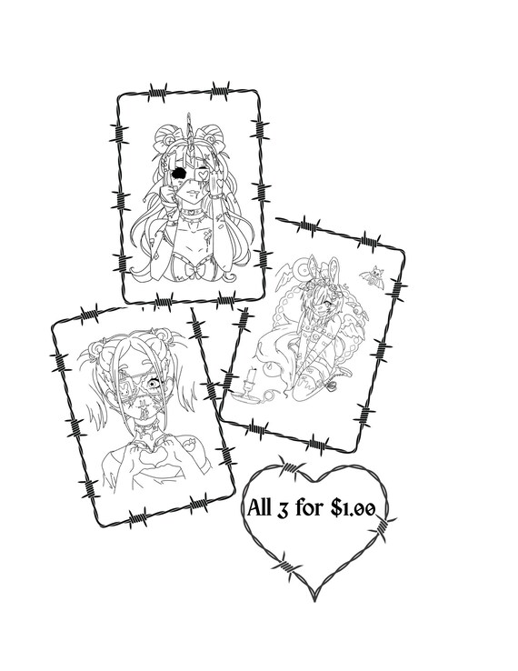 Creepy Goth Coloring Pages - Etsy