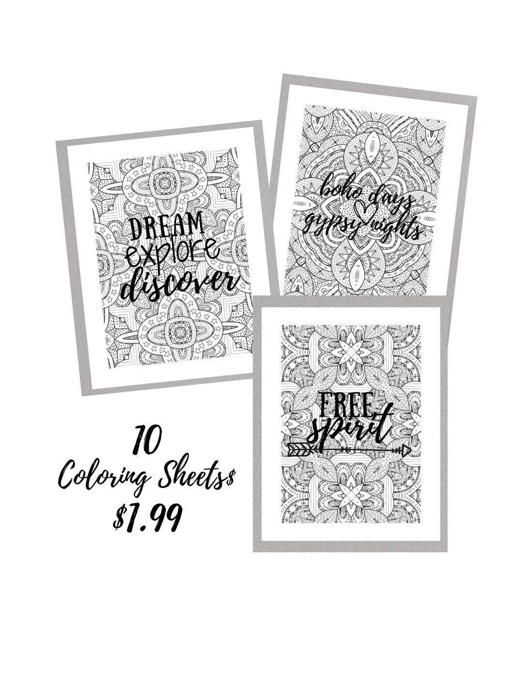10 Boho Mandala Coloring Sheets - Etsy