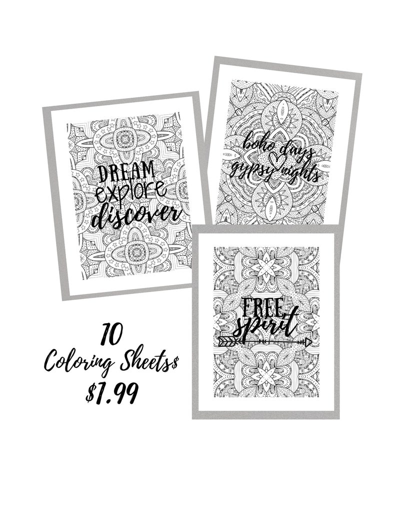10 Boho Mandala Coloring Sheets - Etsy