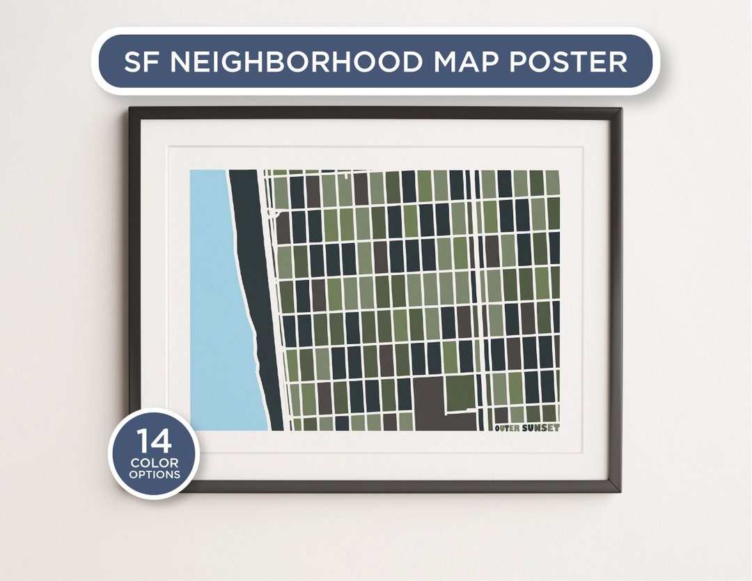 San Francisco Poster Neighborhood Map | Outer Sunset SF Map | SF Map ...