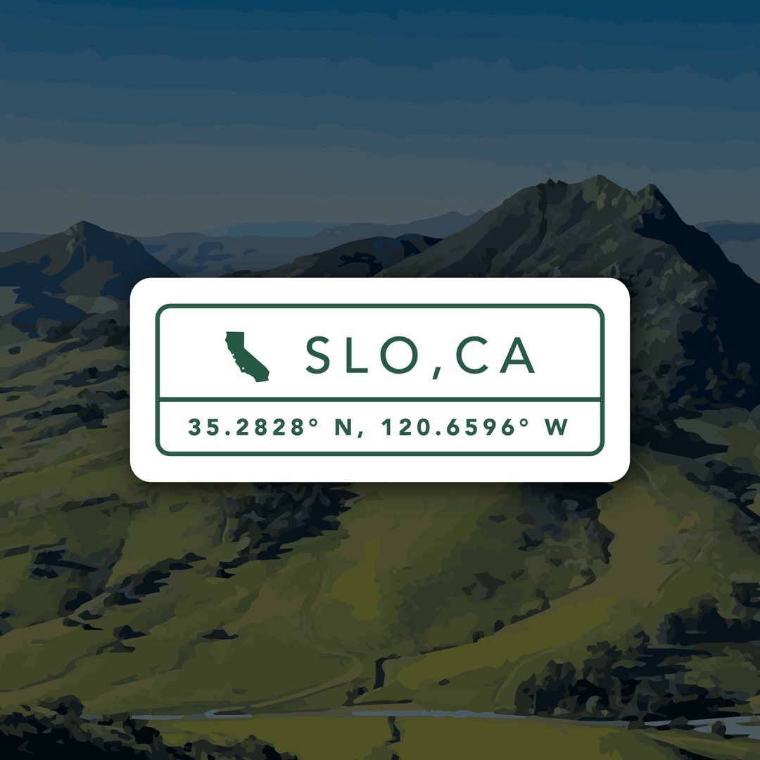 SLO San Luis Obispo Ca Coordinates Sticker | Cal Poly SLO - Etsy