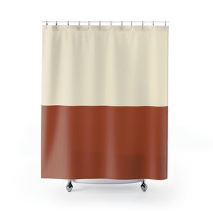 Burnt Orange Two Tone Retro Shower Curtain | Minimalist Shower Curtain ...