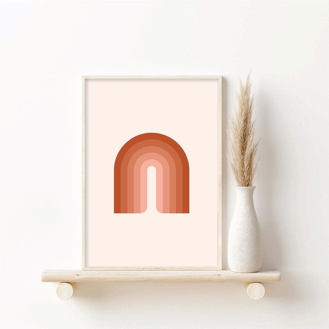 Retro Orange Boho Poster | Rainbow Arch Wall Art Print, Boho Arch ...
