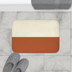 Burnt Orange Two Tone Retro Shower Curtain | Minimalist Shower Curtain ...