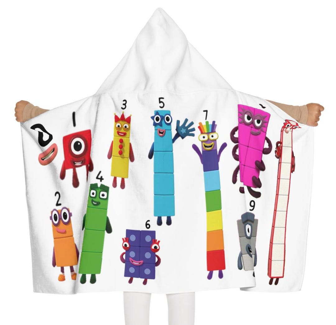 Numberblocks Hooded Towel: Kids Bath & Beach Cover-up - Etsy