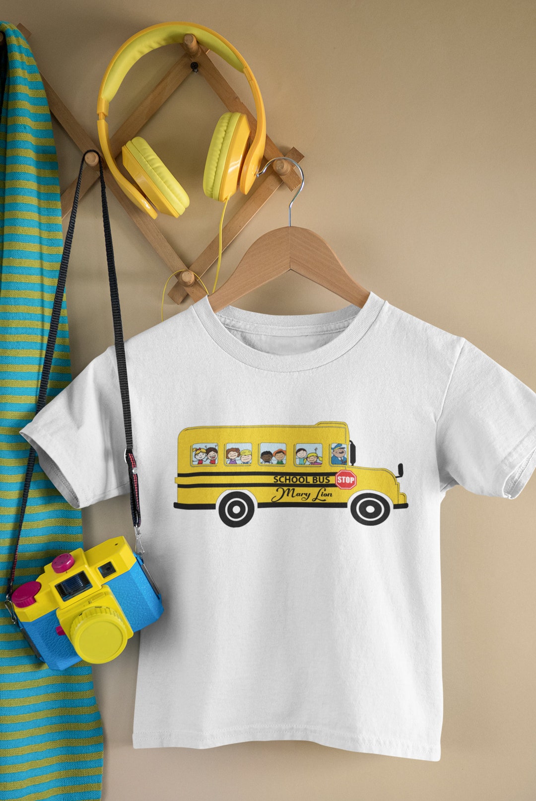 School Bus Kids Birthday Shirt,customized Name Top,toddlers Birthday ...