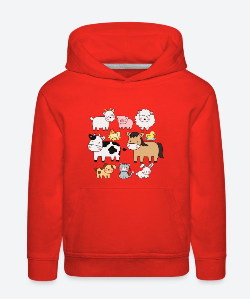Kids Farm Animals Hoodie, Cute Graphic Print Sweatshirt - Etsy