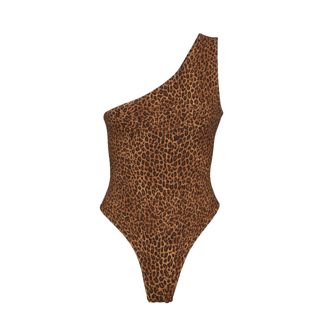Leopard Pattern All-Over Print Women's One-Shoulder Bodysuit - Etsy 日本