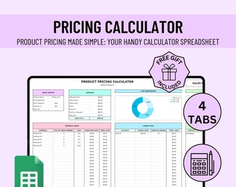 Pricing Calculator Spreadsheet, Small Business Template, Product ...