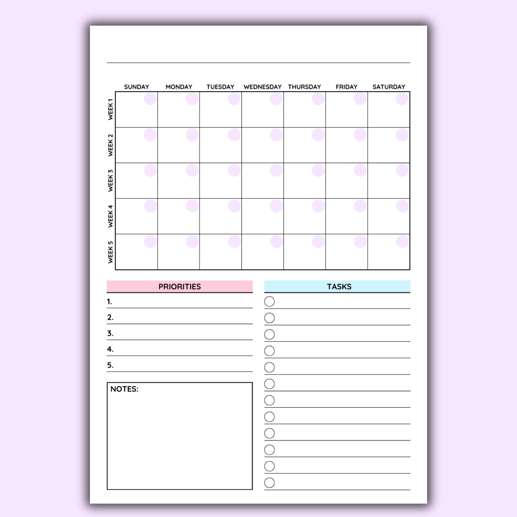 Editable Undated Monthly Calendar, Printable Undated Monthly Planner ...