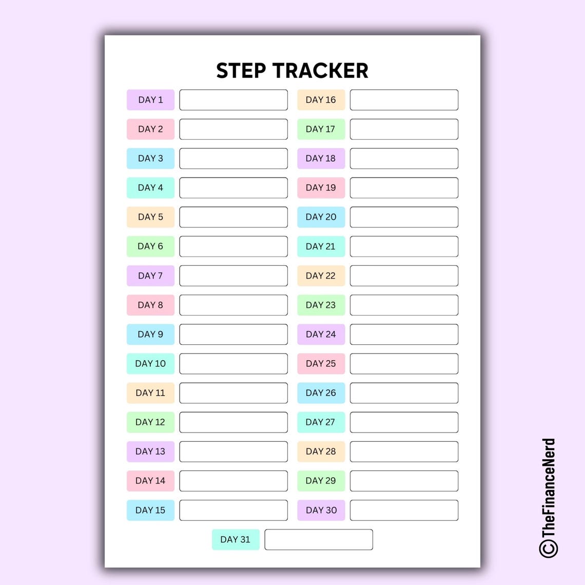 Editable Step Tracker Printable, Step Counter, Daily Step Log, Monthly ...