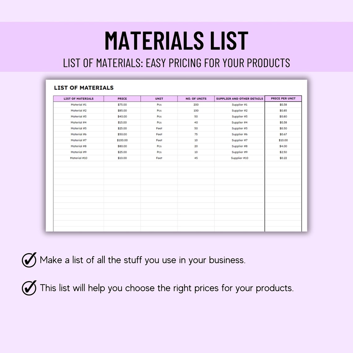 Pricing Calculator Spreadsheet, Small Business Template, Product ...