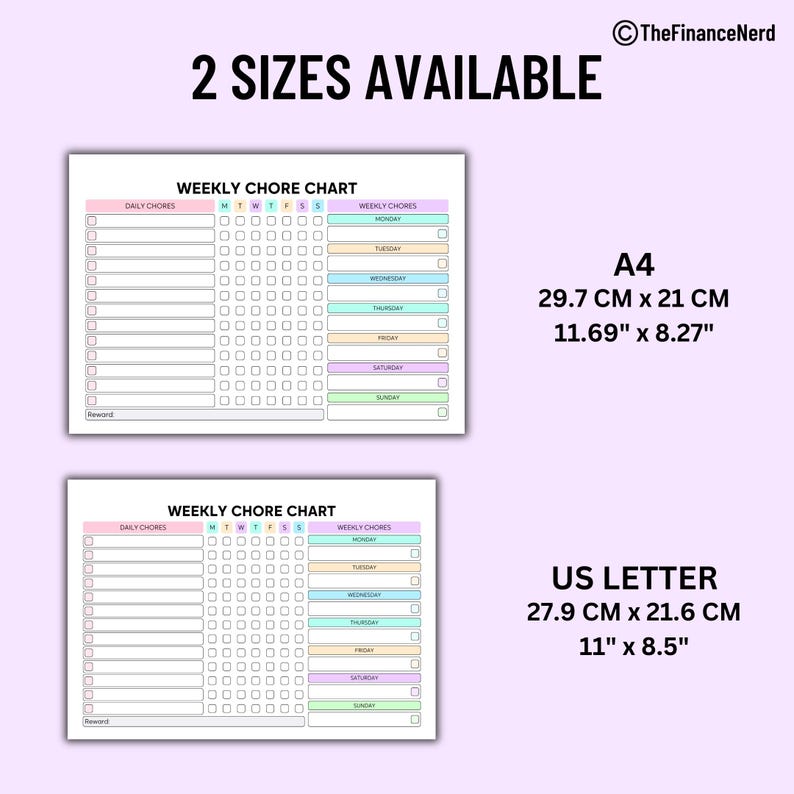 Editable Chore Chart for Kids, Printable, Kids Daily Weekly ...